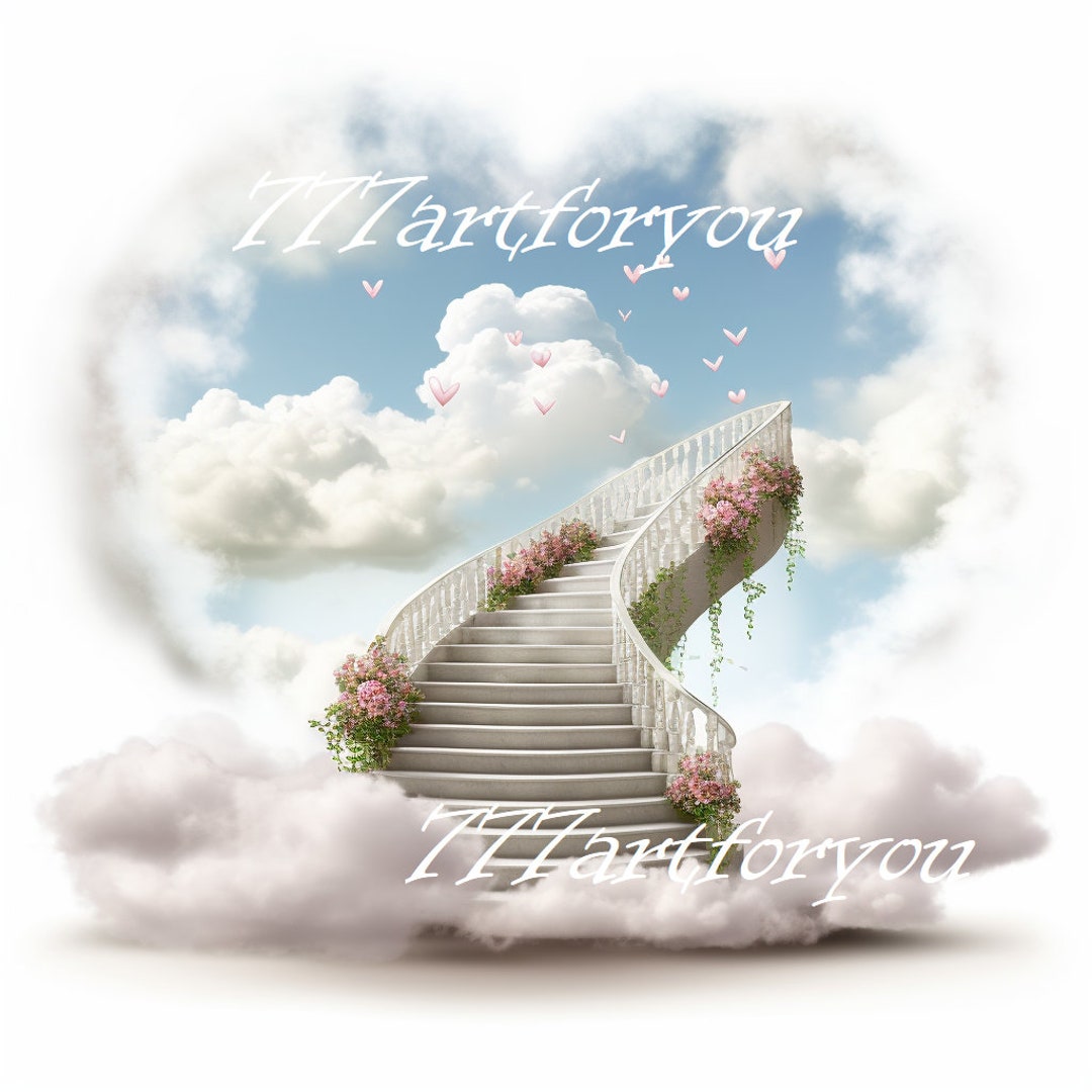 In Loving Memory Template With White Background and a Stair Way to ...