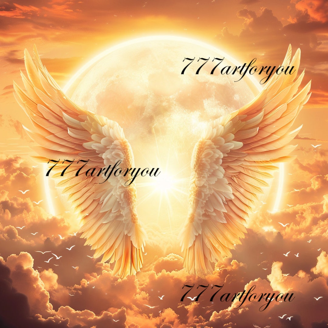 Orange Sky Heavens Stairway, Doves Roses Background, Instant Download ...