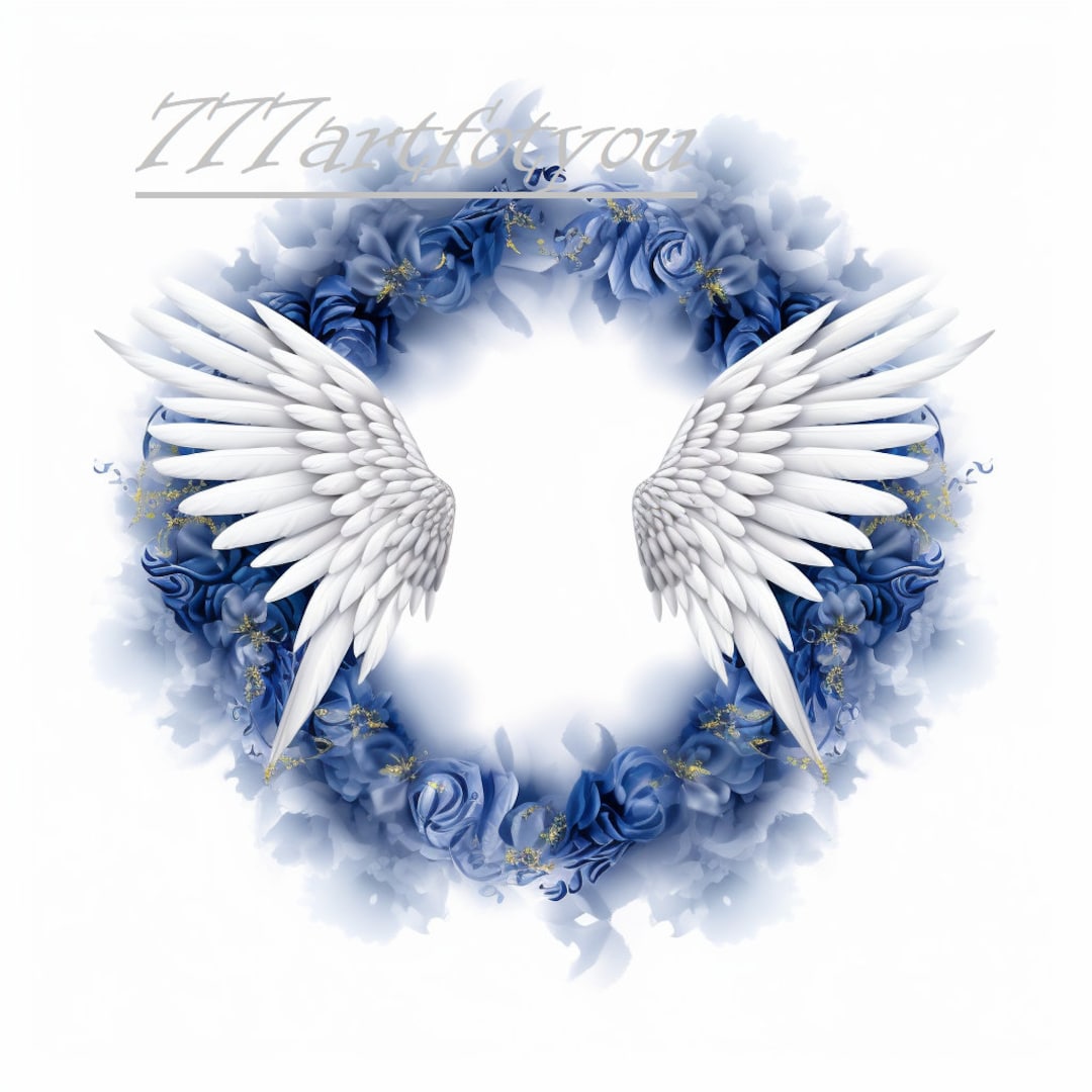 Blue Navy in Loving Memory Angel Wings Memorial Background PNG Add ...