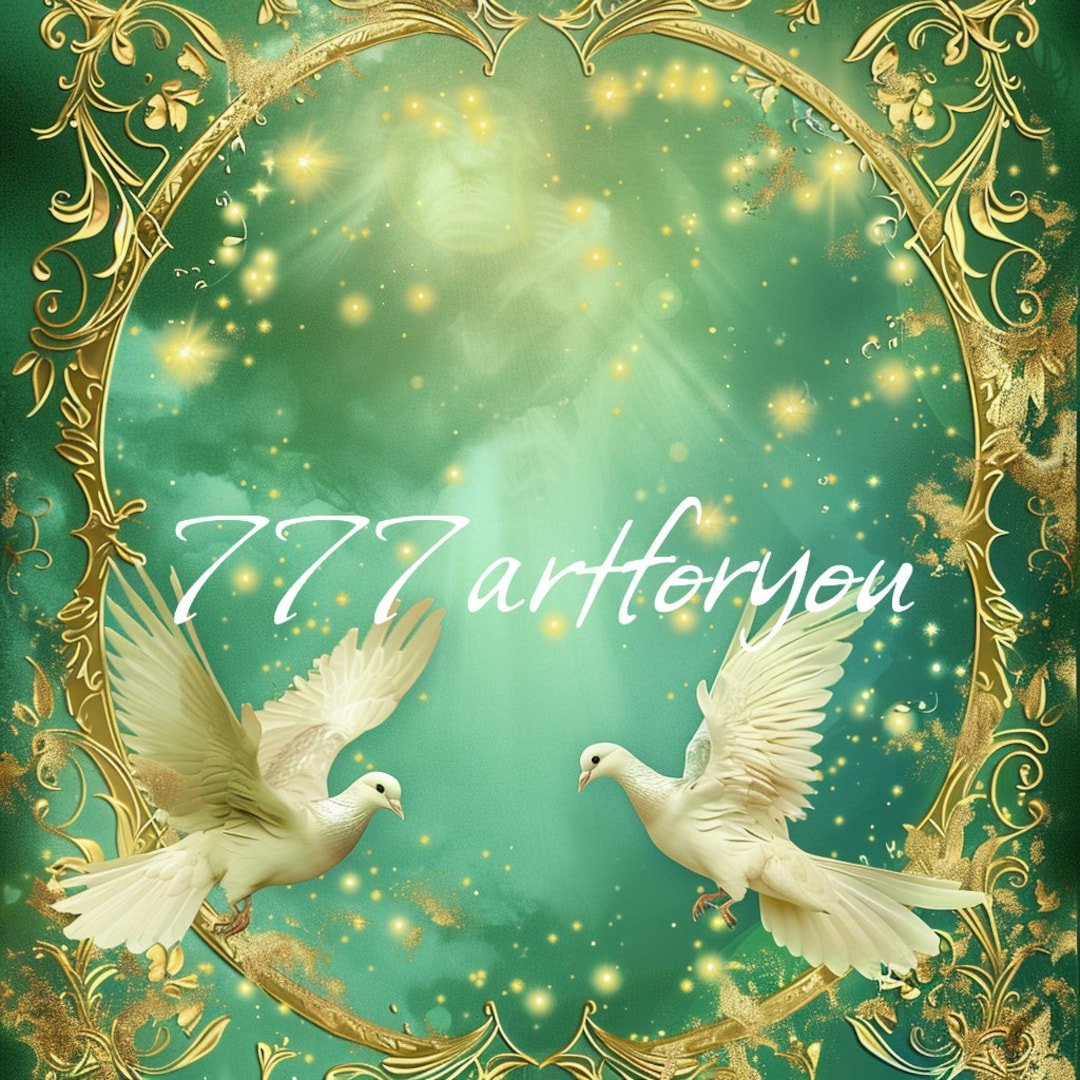Green Gold Heavenly Birthday Doves, Heavens Gate Memorial Background ...