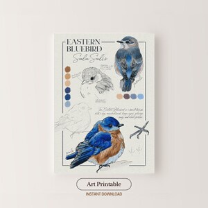 Bluebirds Art Printable Eastern Bluebird Print Nature Artwork Wildlife ...