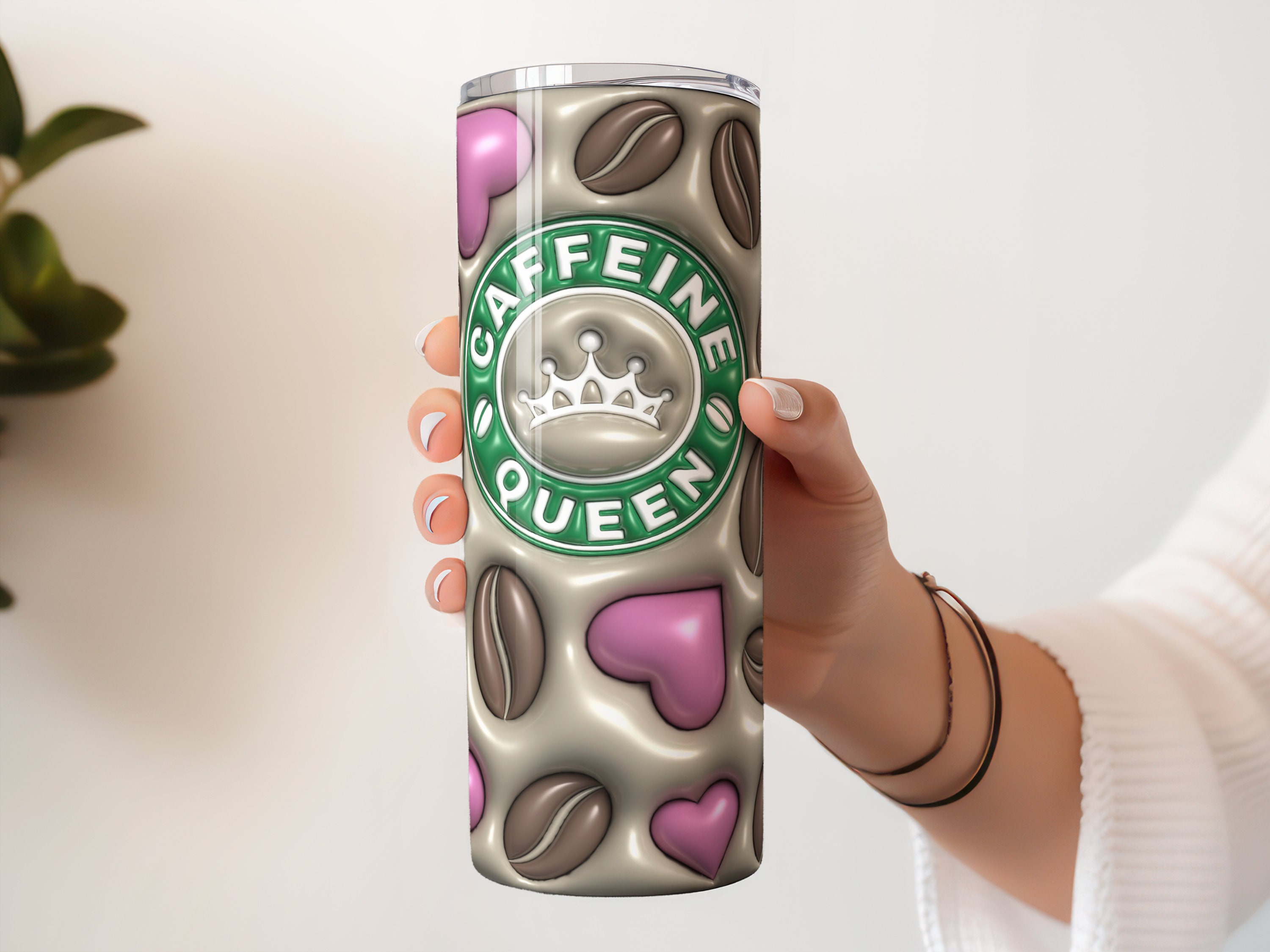 Inflated Caffeine Queen Tumbler Wrap | 20oz Skinny Tumbler | 3D Puff ...