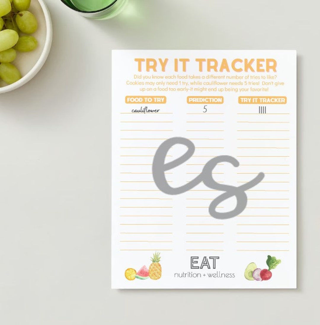 Try It Tracker for Picky Eater Kids-printed Physical Copy Pack of 4 - Etsy