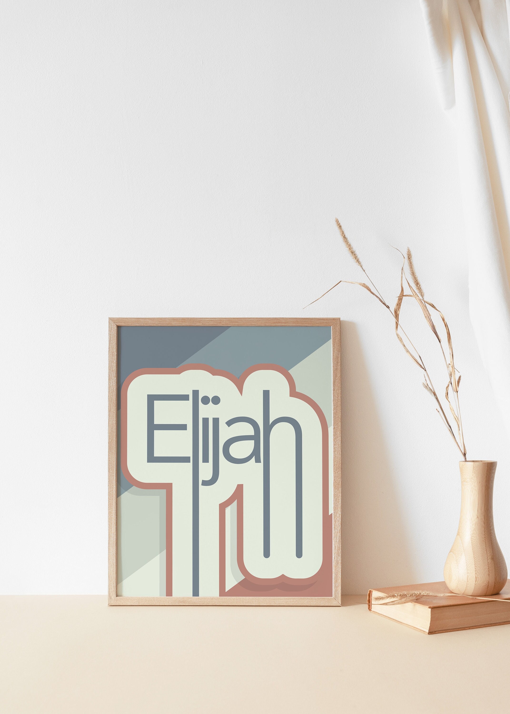 Elijah, Name Art, Colorful Print for Nursery, Kids Room, Baby Newborn ...