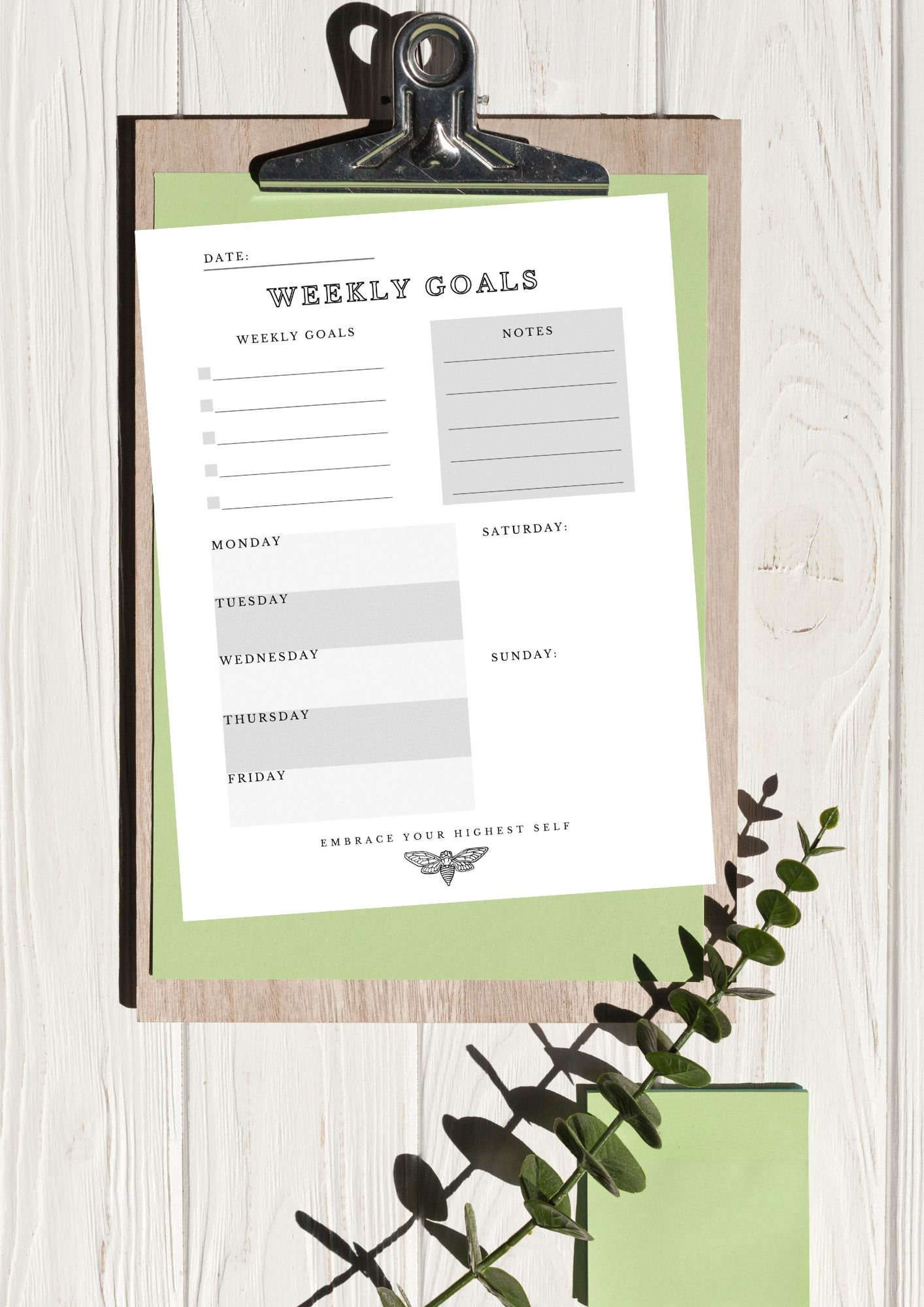 Weekly Goal Planner Printable Weekly Planner Productivity - Etsy