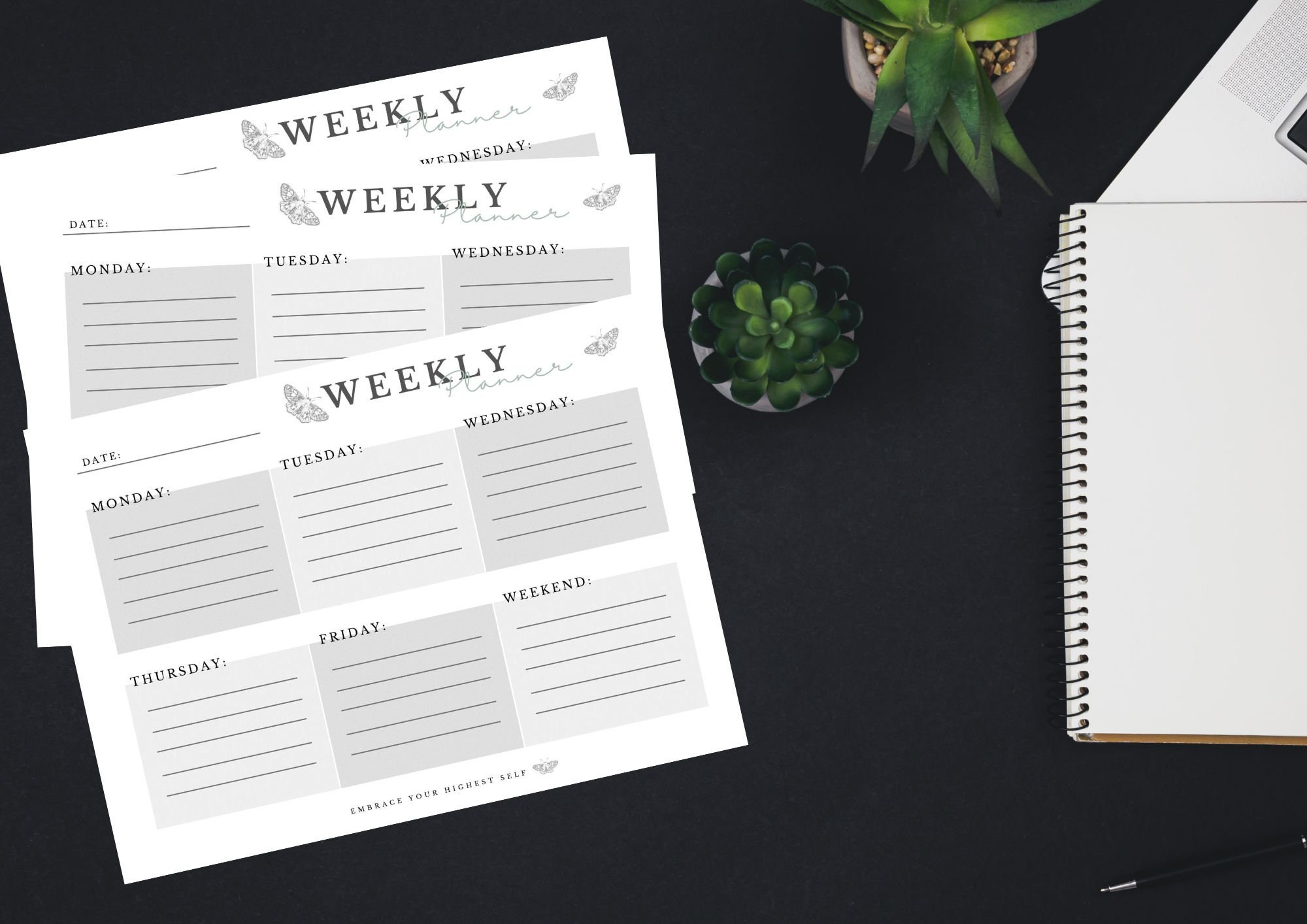 Weekly Planner Printable to Do List, Minimal Weekly Organizer, Weekly ...