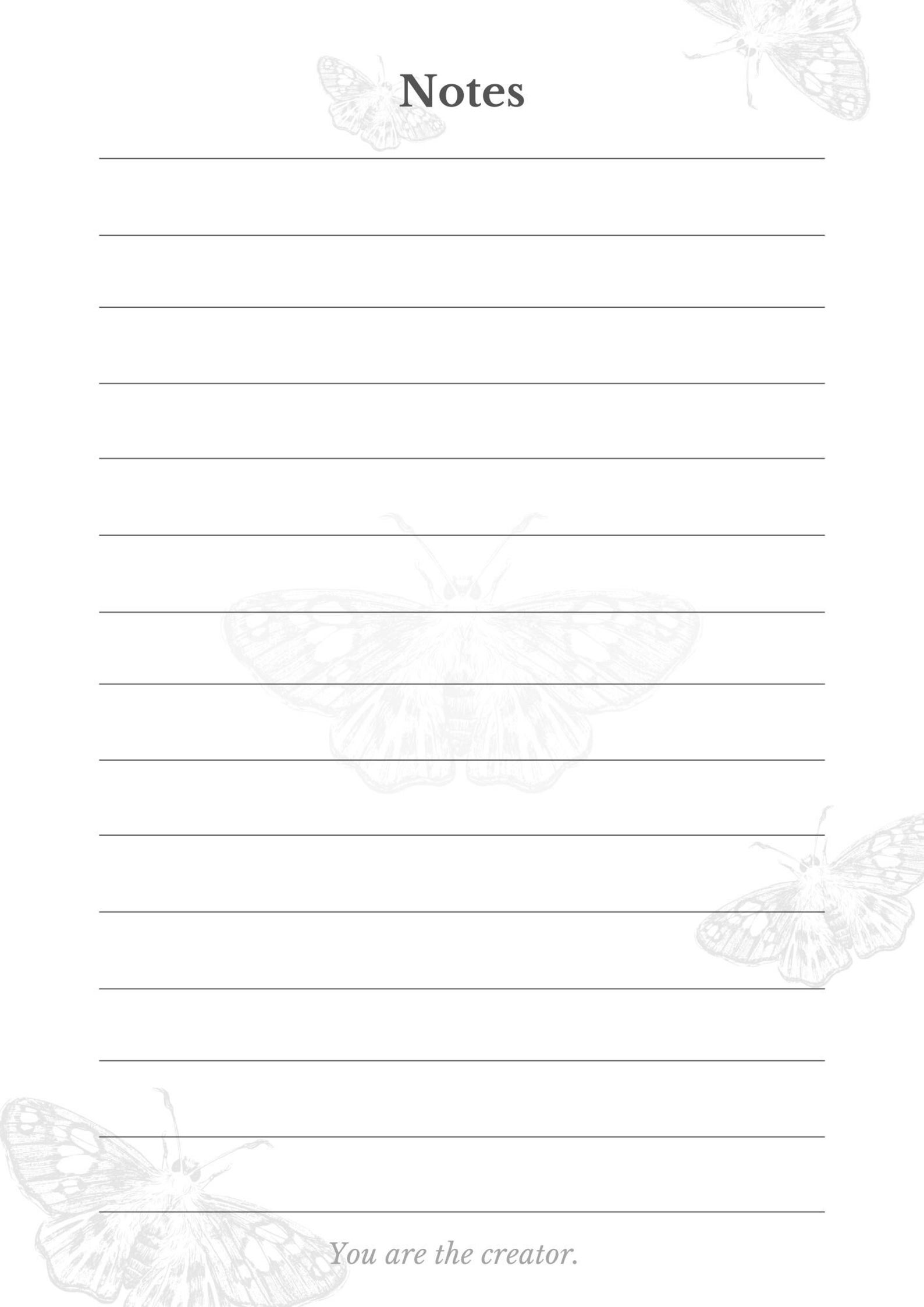 Weekly Moth Note Page Printable, Notes Page, Note Page Stationary ...