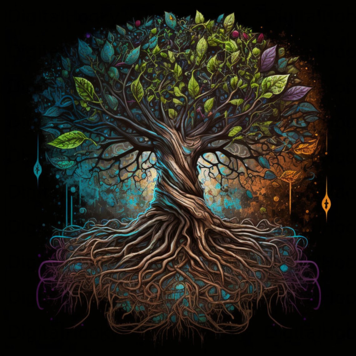 Tree of Life, Digital Download, Tree of Life Clip Art, Colorful Tree of ...