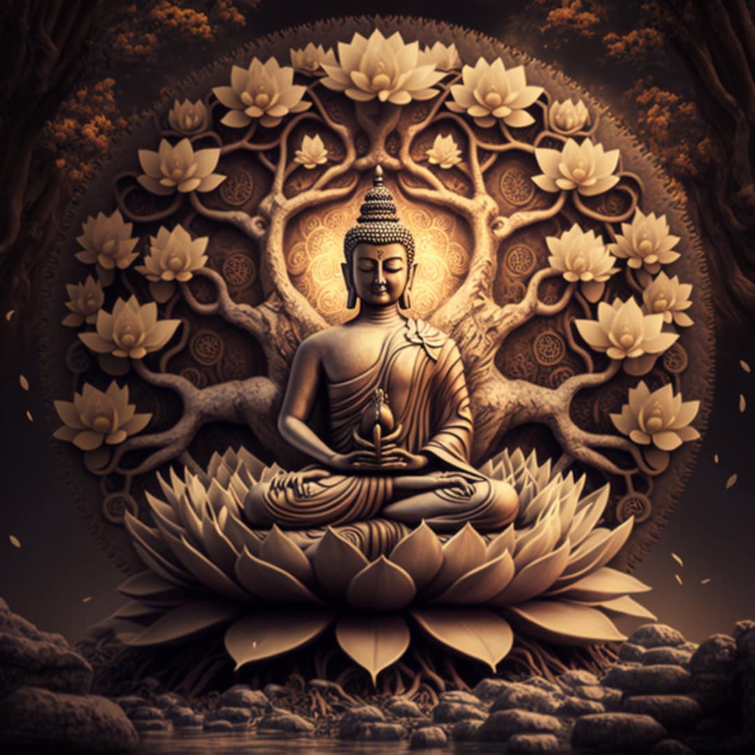 Buddha in Front of Tree of Life PNG Clip Art JPG Digital Download 1 ...