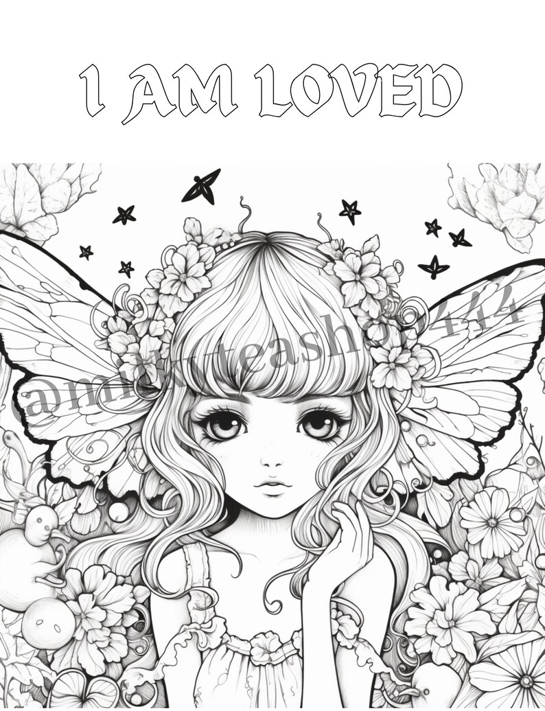 Kawaii Anime Garden Fairies With Positive Affirmations Coloring Book ...