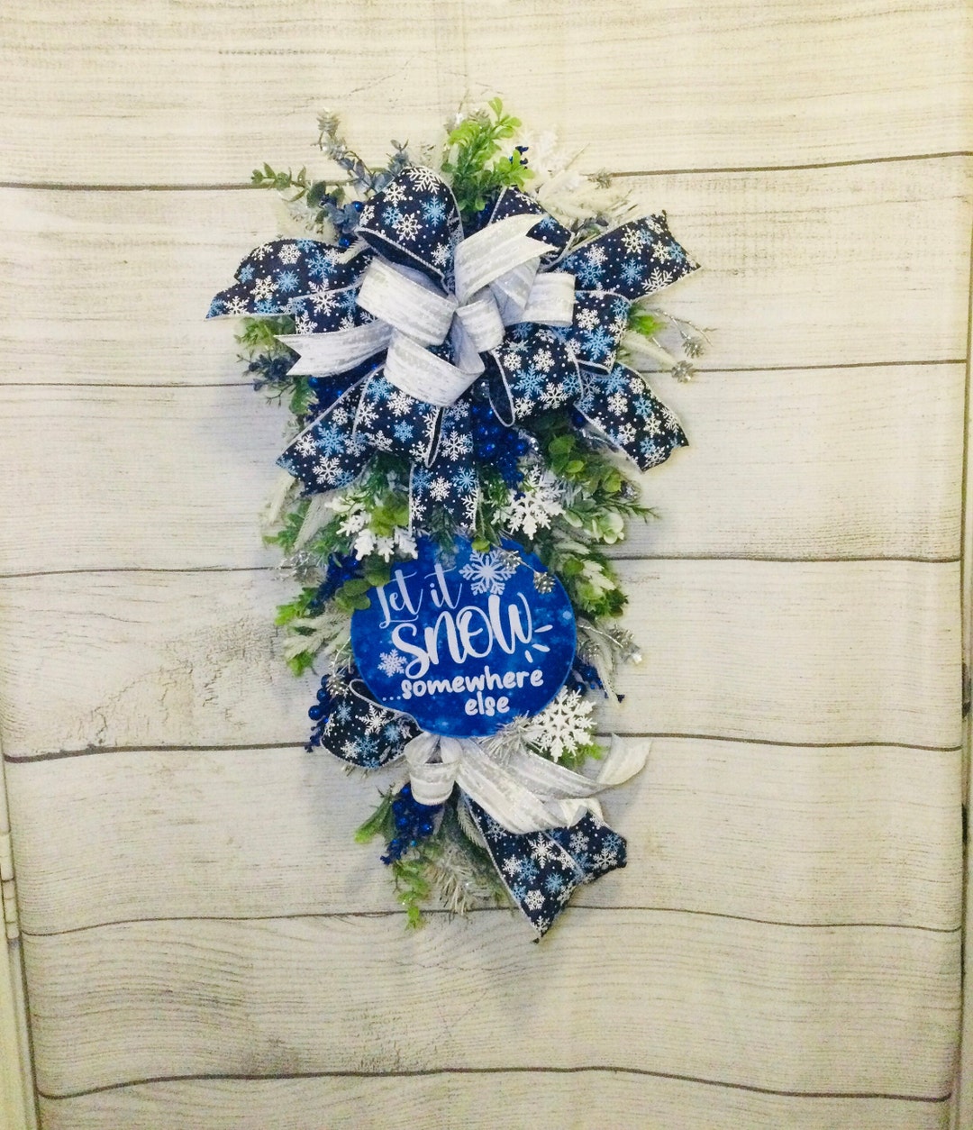 Winter Blue Front Door Swag Wreath - Etsy