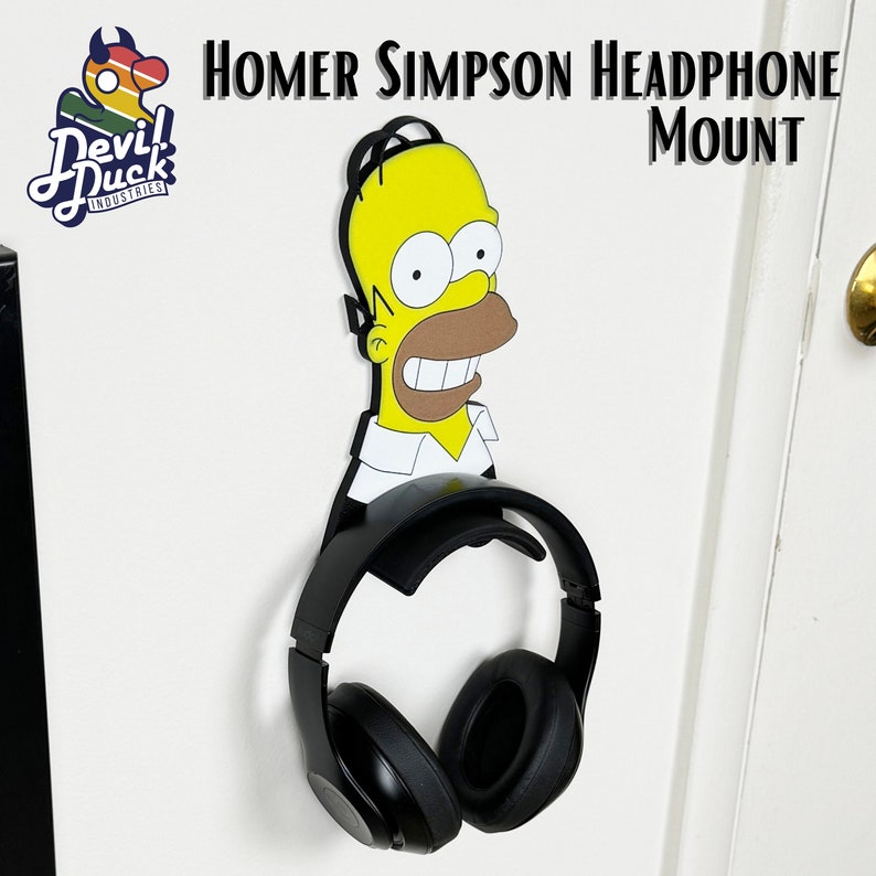 Homer Simpson Wall Mount Headphone Hook Stand Caddy Hanger Holder Desk ...