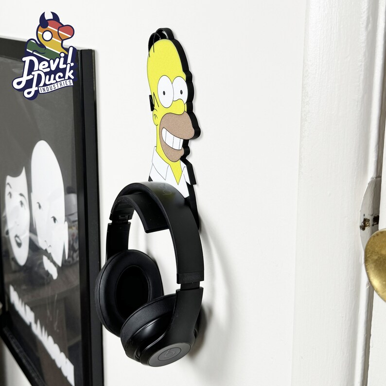 Homer Simpson Wall Mount Headphone Hook Stand Caddy Hanger Holder Desk ...