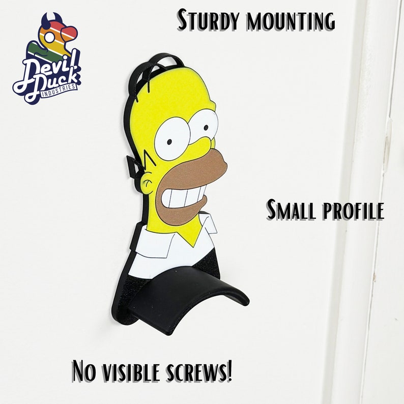 Homer Simpson Wall Mount Headphone Hook Stand Caddy Hanger Holder Desk ...