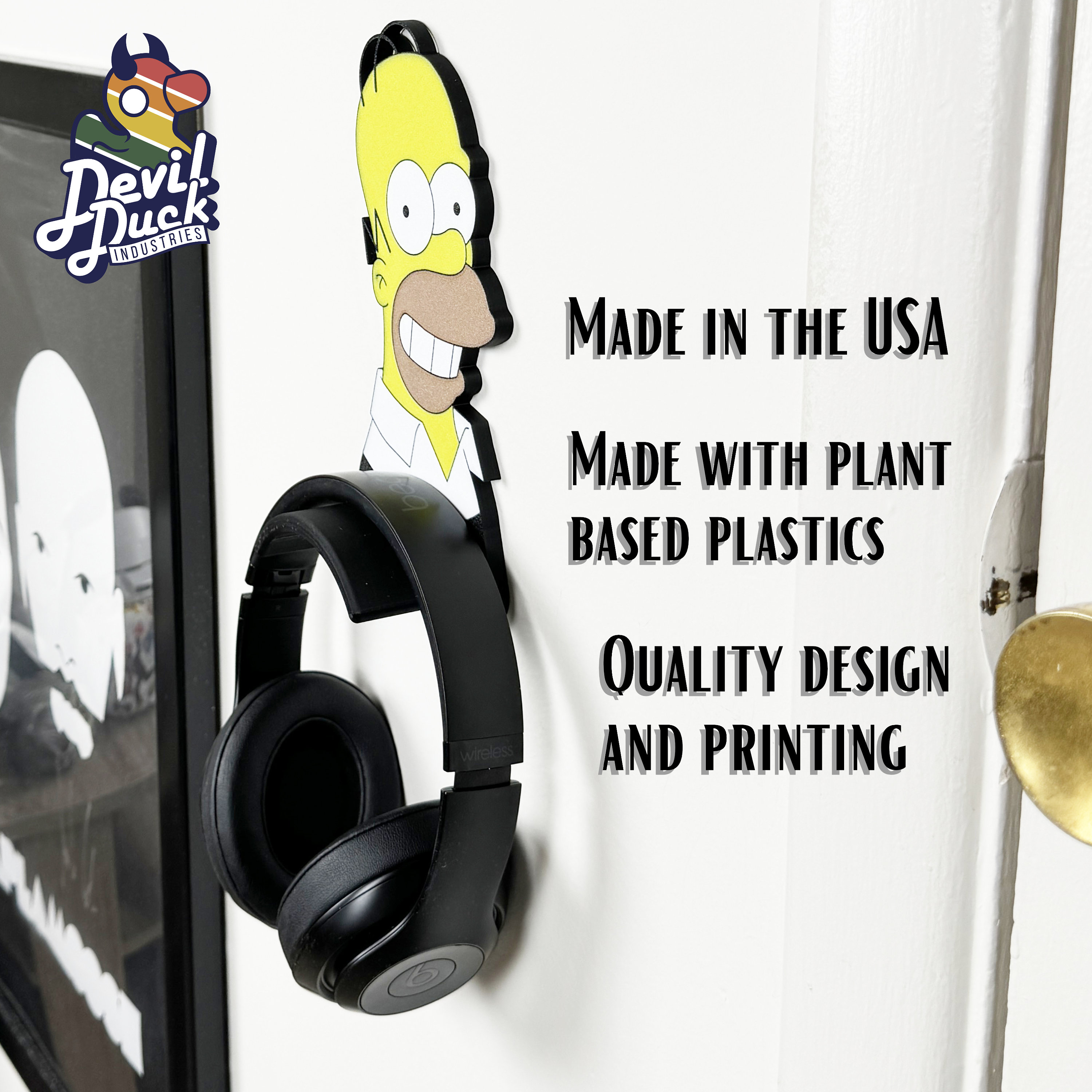 Homer Simpson Wall Mount Headphone Hook Stand Caddy Hanger Holder Desk ...