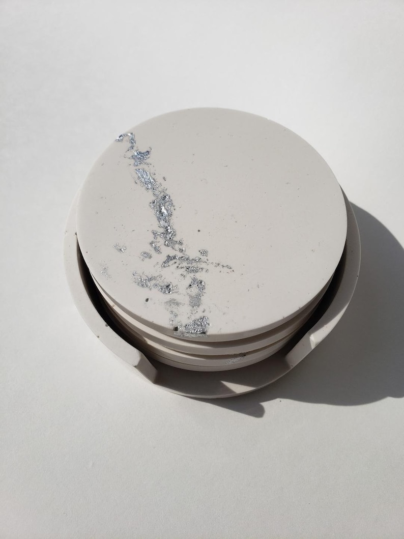 Concrete Coaster Set Minimalist Modern Coaster Set of 4 - Etsy