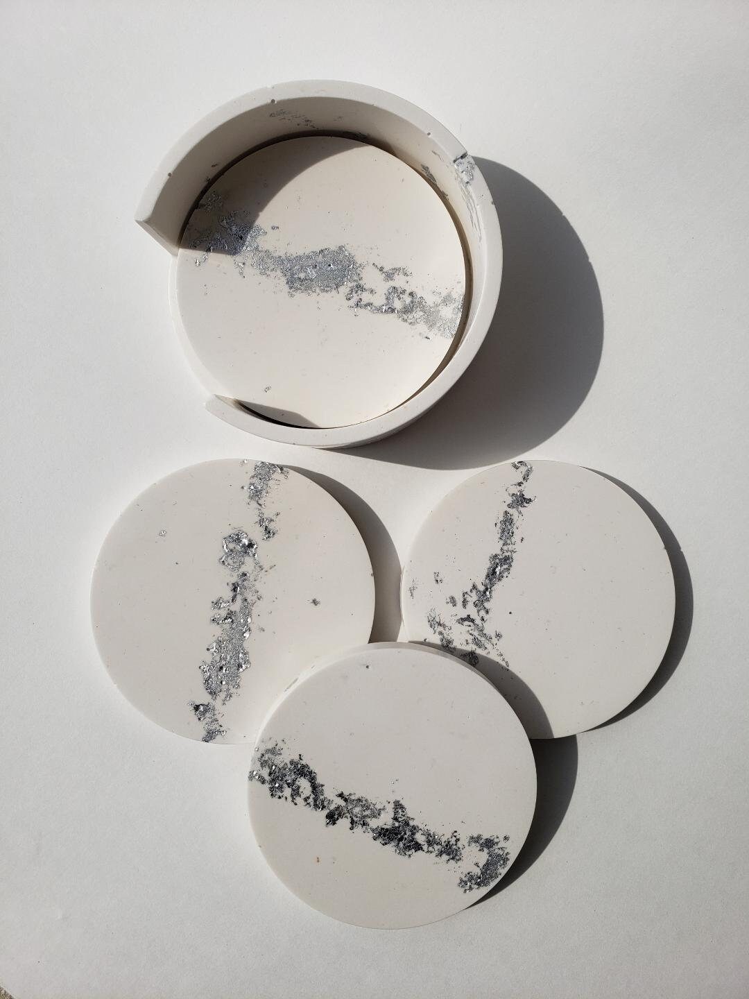 Concrete Coaster Set Minimalist Modern Coaster Set of 4 - Etsy