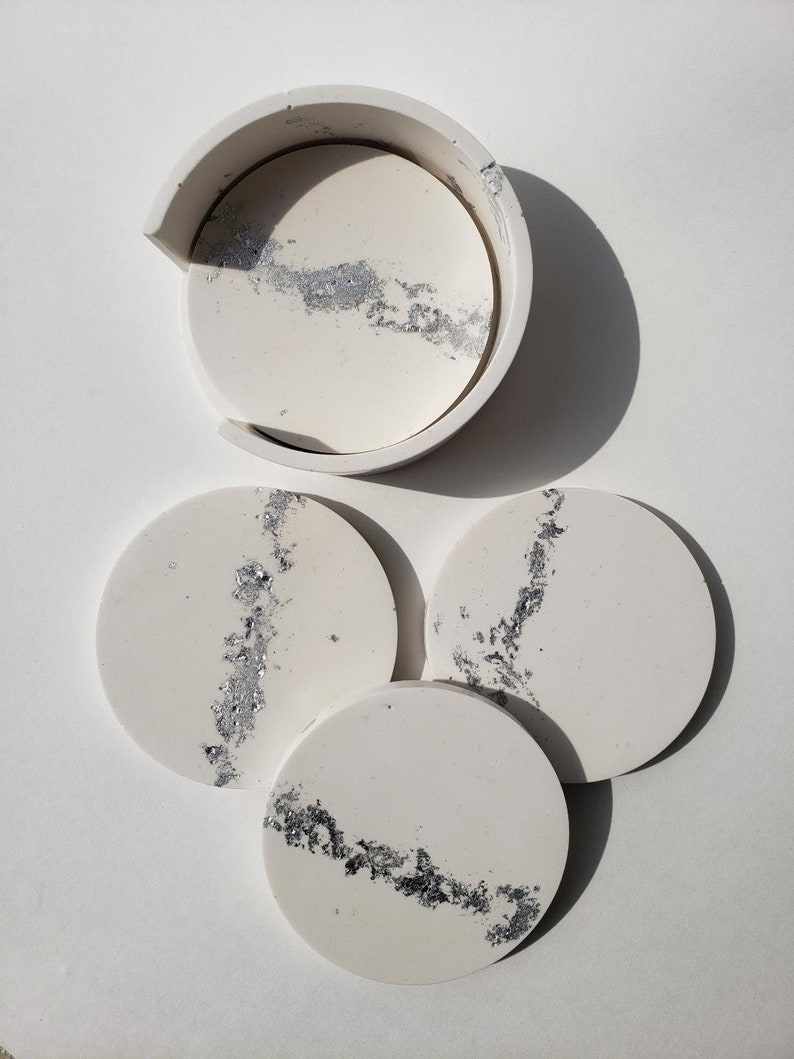 Concrete Coaster Set Minimalist Modern Coaster Set of 4 - Etsy