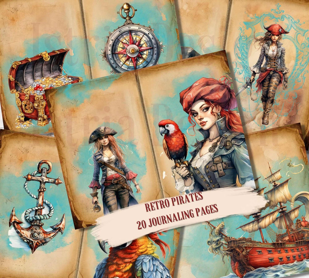 Pirates Junk Journal, Printable, Vintage, Retro, Ephemera, Digital ...