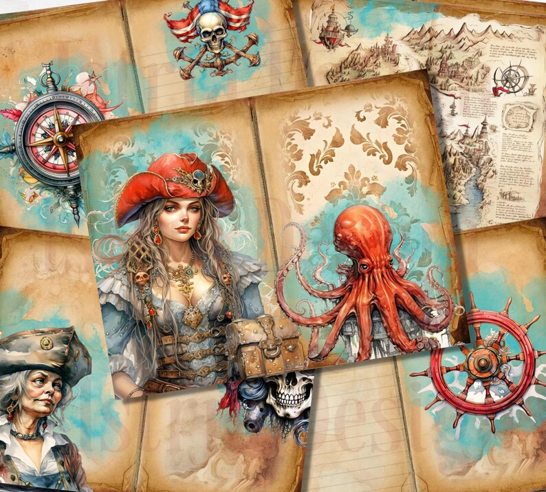 Pirates Junk Journal Printable Vintage Retro Ephemera - Etsy