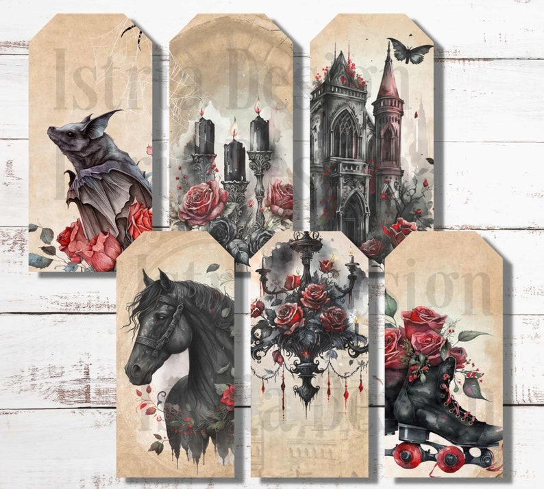 Goth Party Favor Tags, Gothic Journaling Tags, Sweet 16, Bachelorette ...