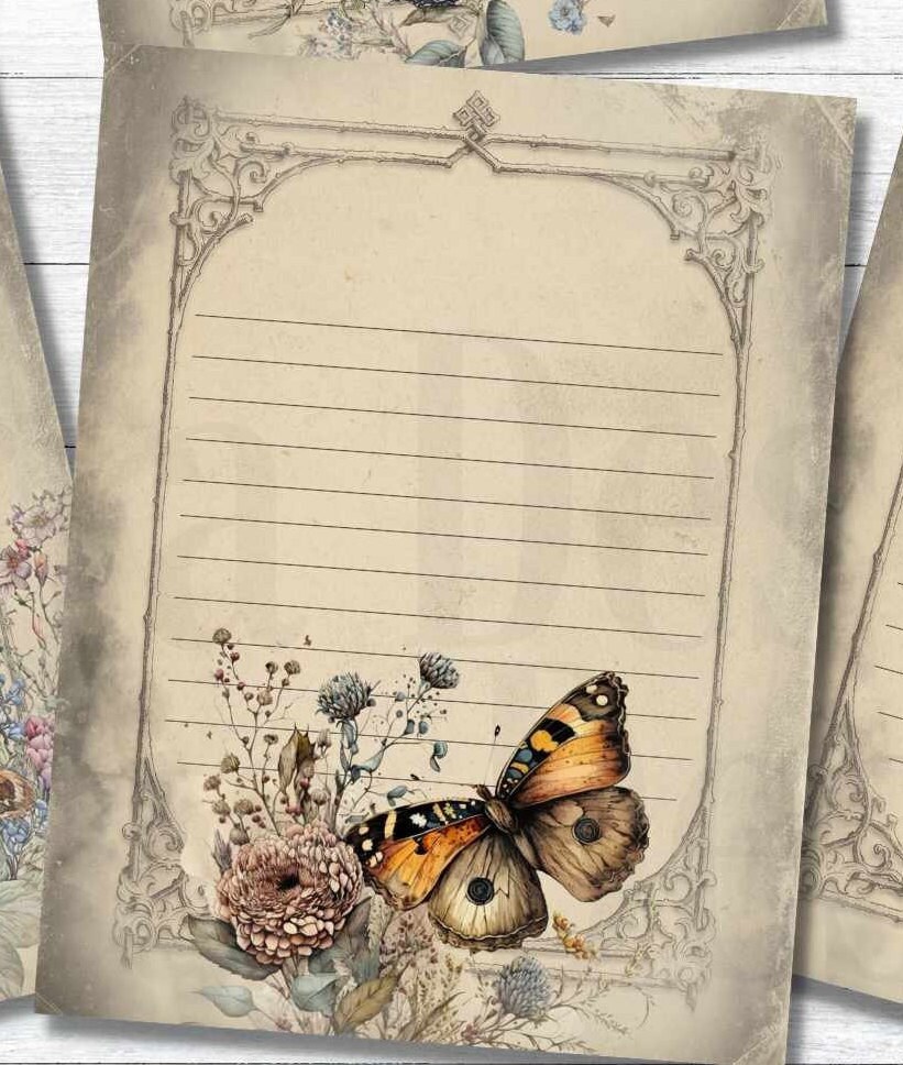 Spring Journal Printable Butterflies Paper Lined Journaling - Etsy