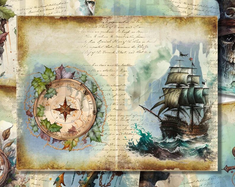 Pirates Junk Journal Kit Vintage Ephemera Printable Nautical - Etsy