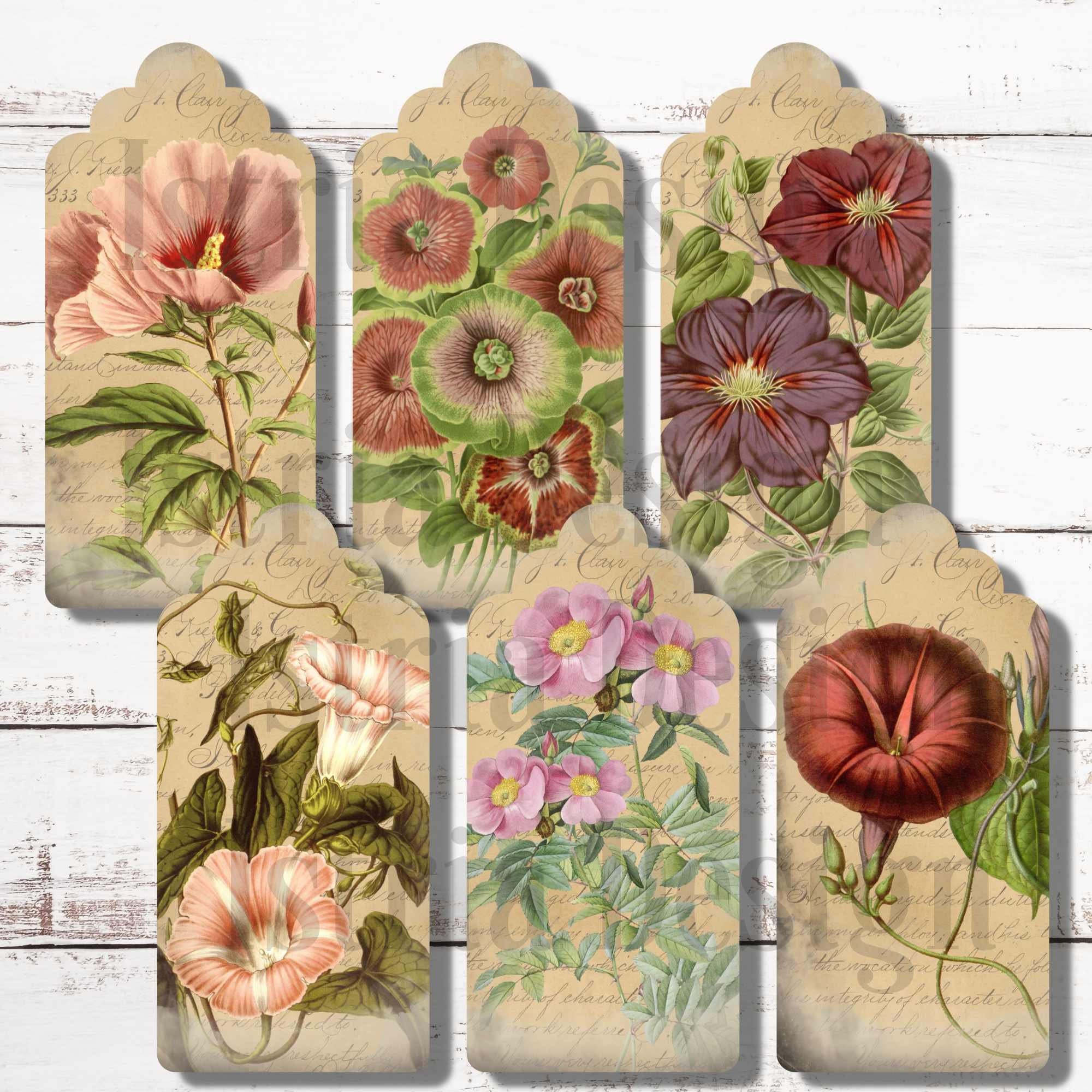Printable Floral Tags, Vintage Flowers Gift Tags, Spring Journal ...