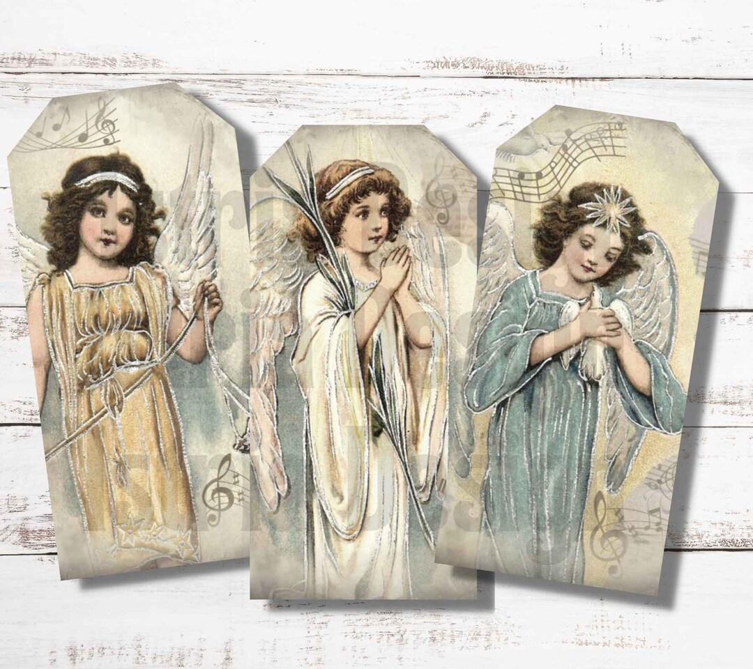 Vintage Easter Tags, Easter Angels Gift Tags, Printable Easter Basket ...