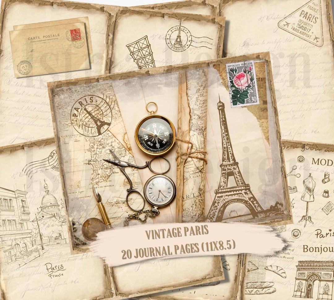 Paris Junk Journal, France Journaling Pages, Vintage Paris, Travel Junk ...
