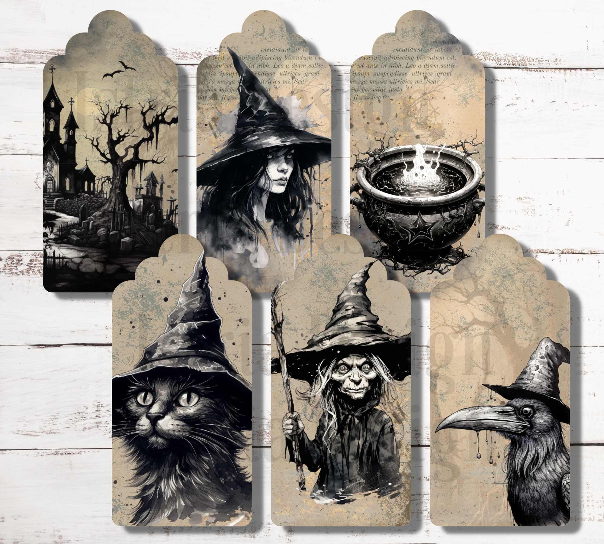 Witch Gift Tags, Printable Party Favor Tags, Halloween Ephemera ...