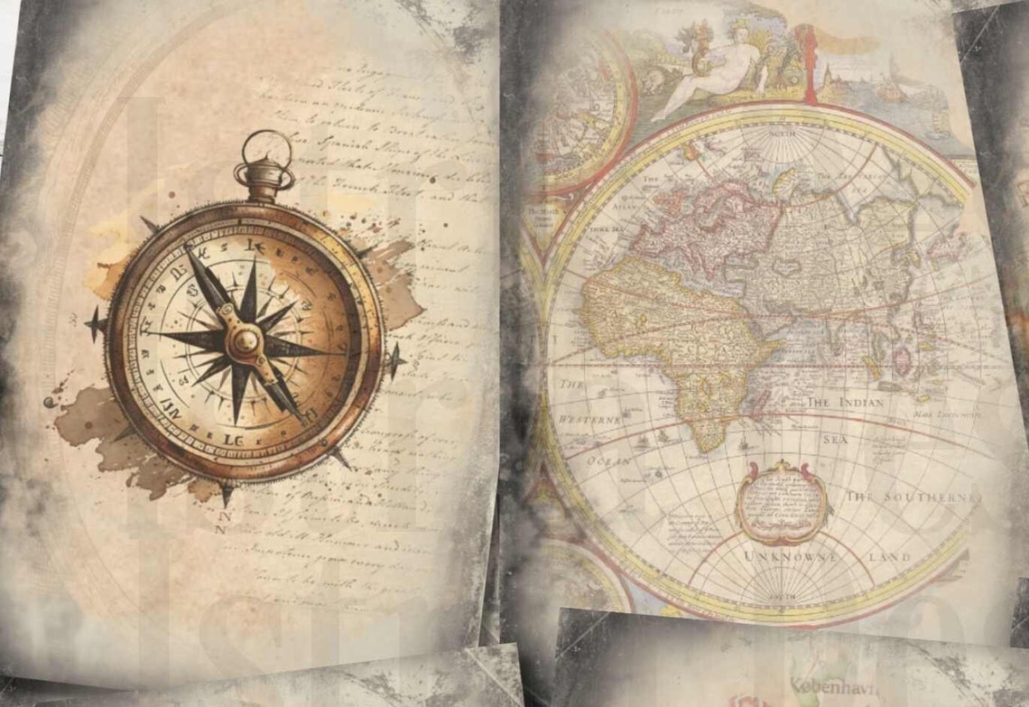 Old Map Printable, Travel Journaling Cards, Vintage Ephemera, ATC Cards ...