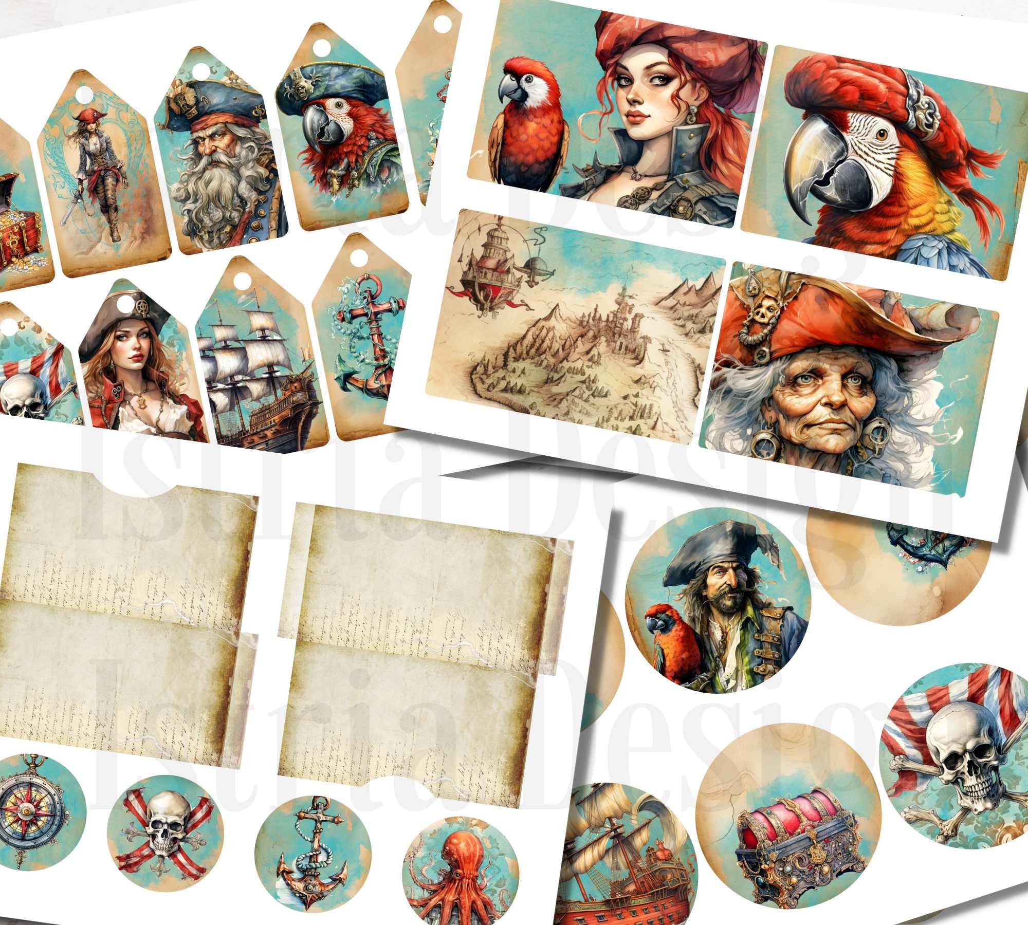 Pirates Junk Journal Kit, Retro Pirates, Printable, Vintage Ephemera ...