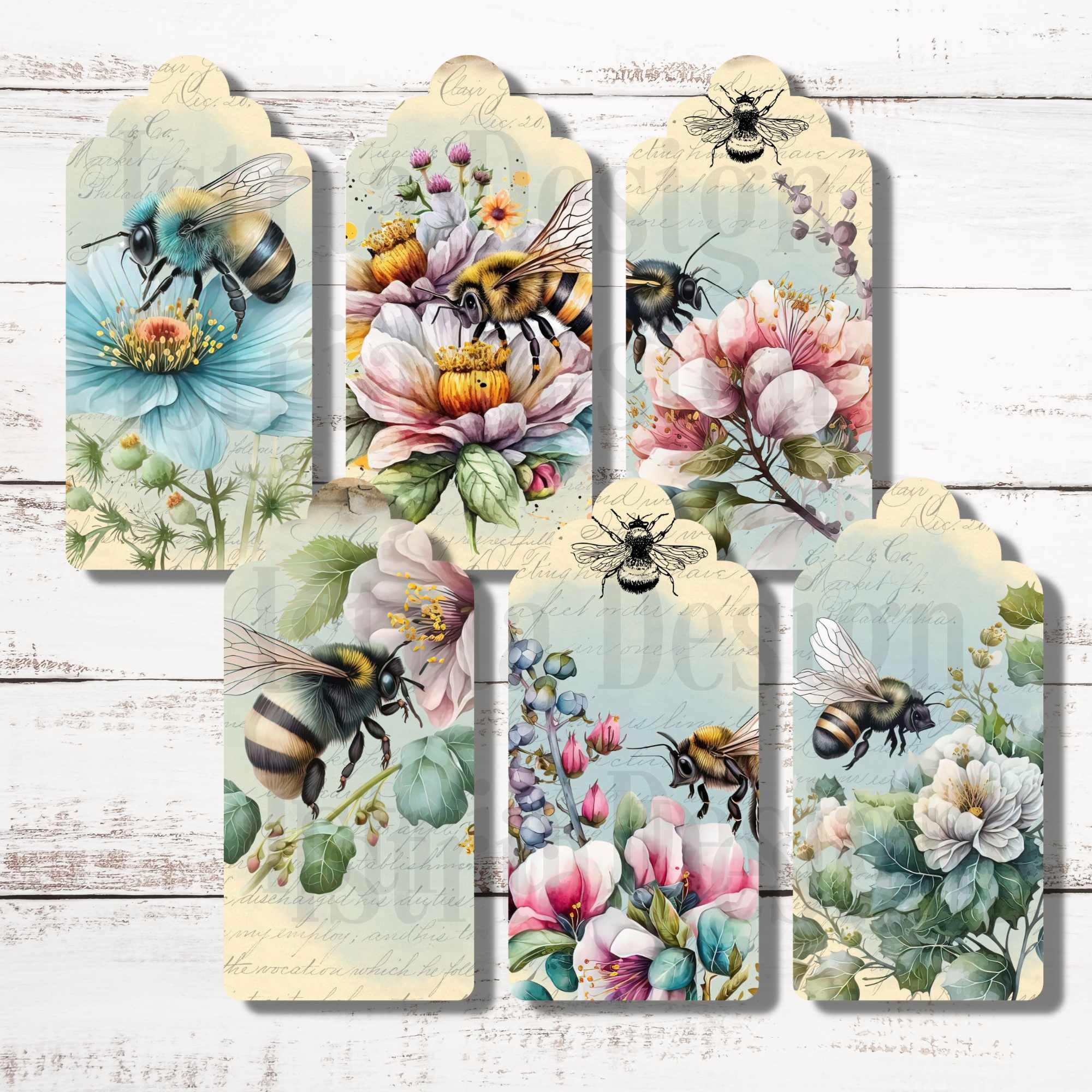 Watercolor Bees Tags, Floral Gift Tags, Spring Party Favor Tags ...