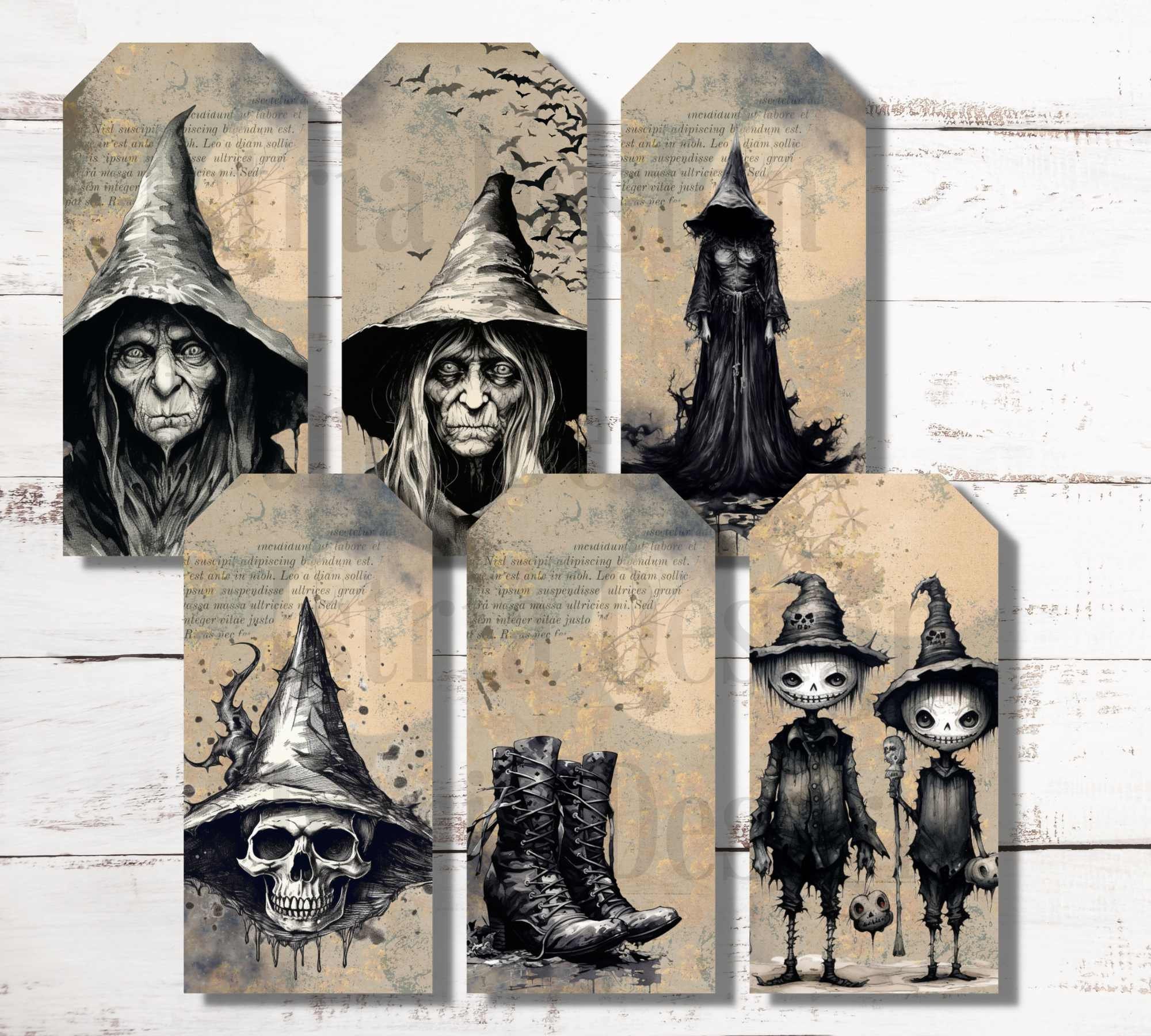 Witch Gift Tags, Printable Party Favor Tags, Halloween Ephemera ...