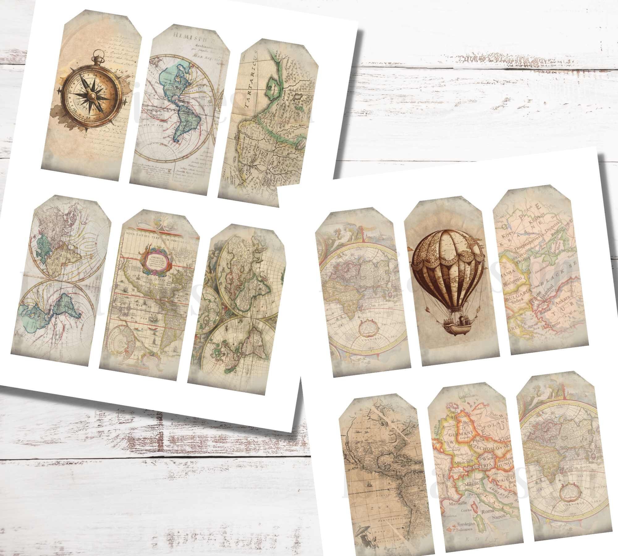 Map Gift Tags, Travel Party Favors, Antique Maps, Journaling Tags ...