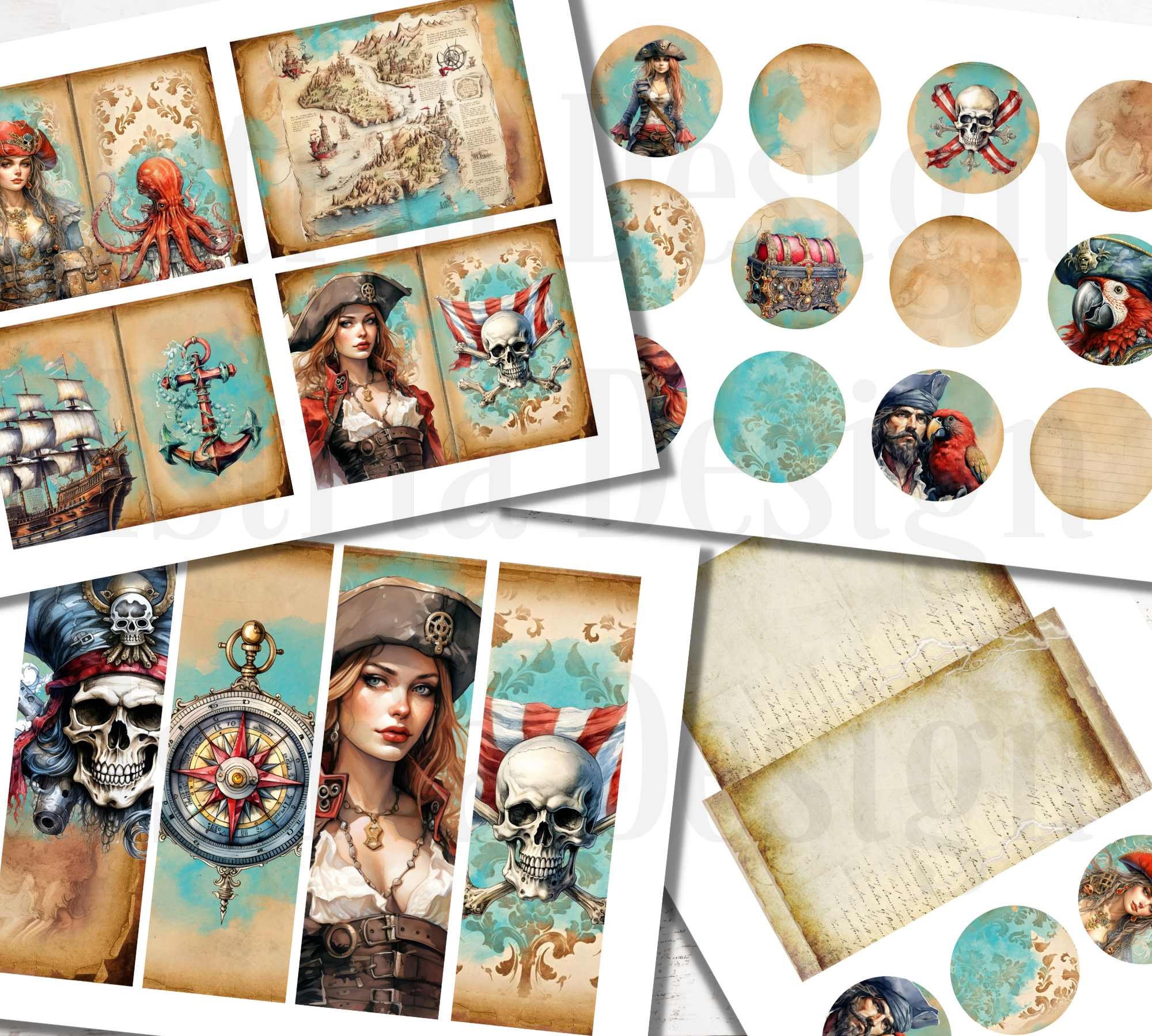 Pirates Junk Journal Kit, Retro Pirates, Printable, Vintage Ephemera ...