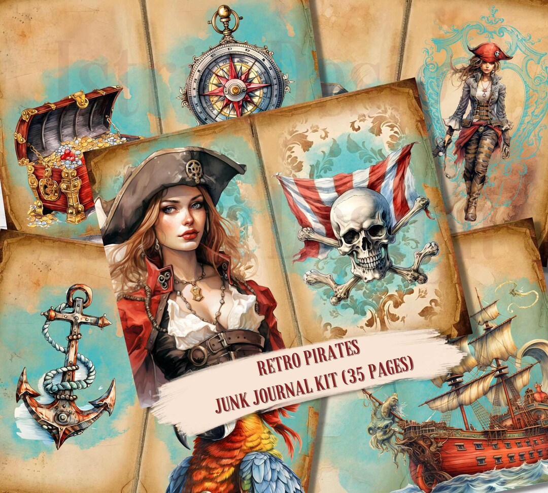 Pirates Junk Journal Kit, Retro Pirates, Printable, Vintage Ephemera ...