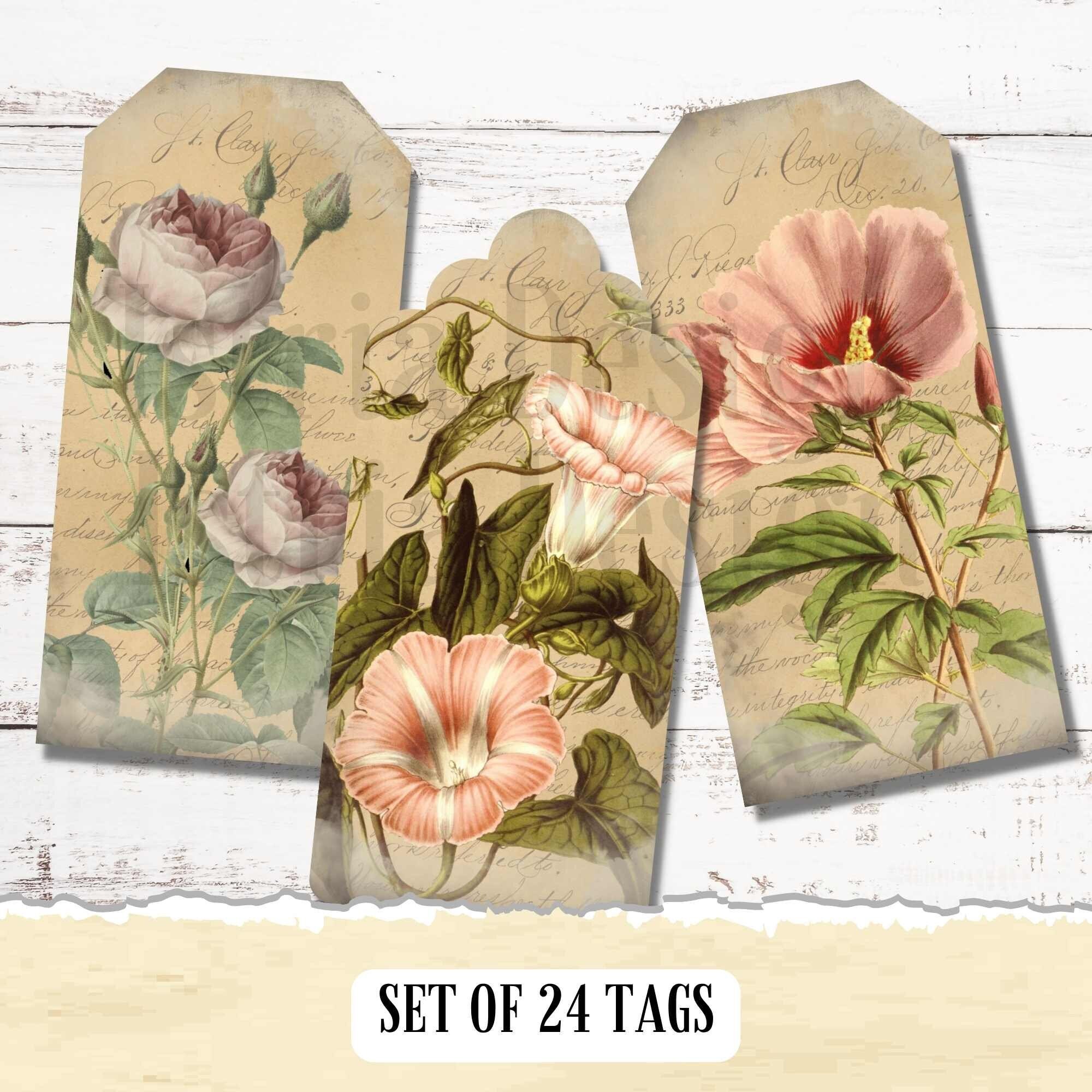 Printable Floral Tags, Vintage Flowers Gift Tags, Spring Journal ...