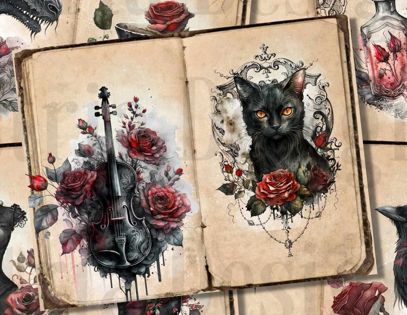 Gothic Junk Journal Kit Goth Journal Printable Vintage - Etsy