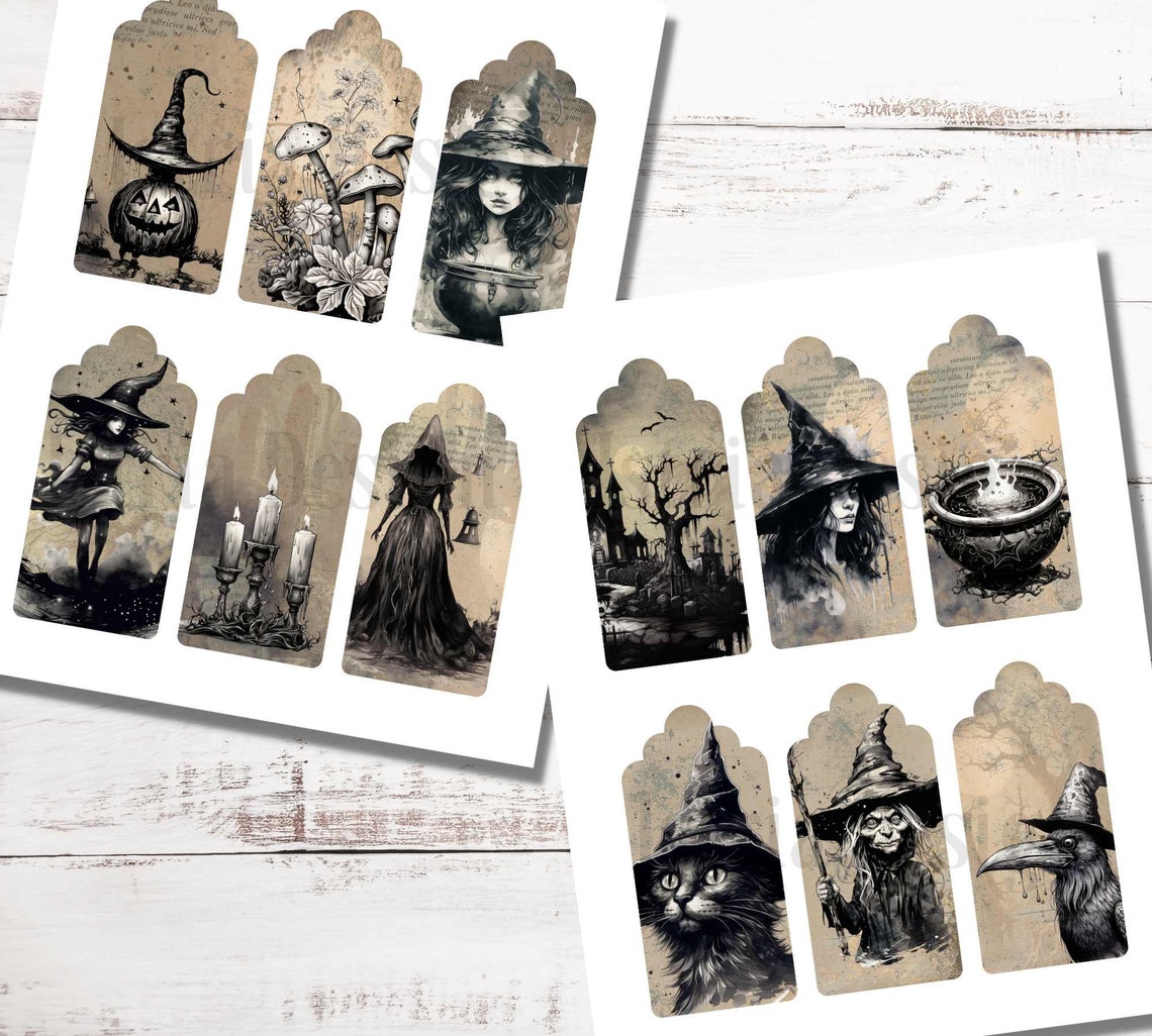 Witch Gift Tags Printable Party Favor Tags Halloween - Etsy