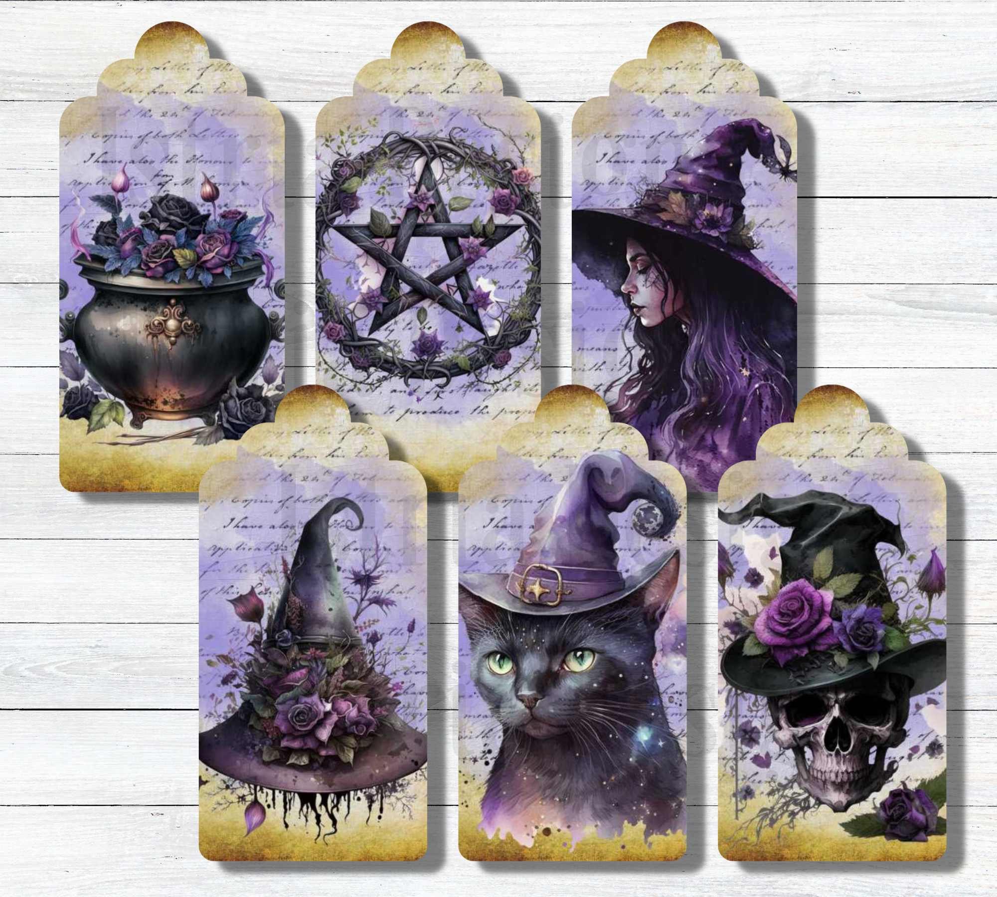Halloween Party Favor Tags, Witch Gift Tags, Gothic Witch Journaling ...