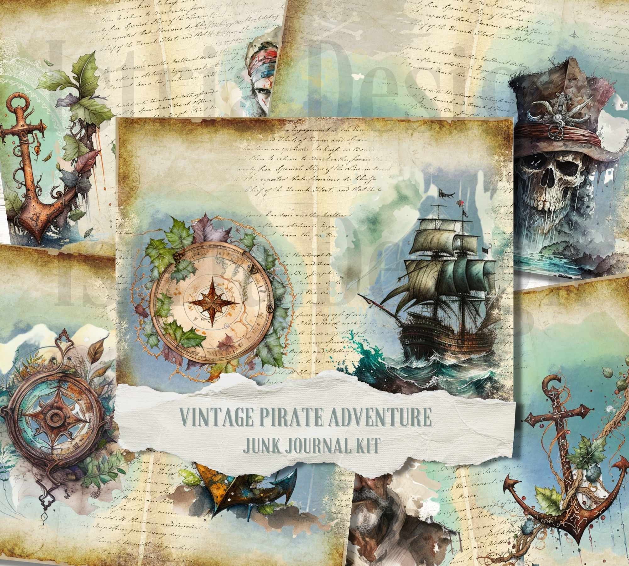 Pirates Junk Journal Kit, Vintage Ephemera Printable, Nautical ...