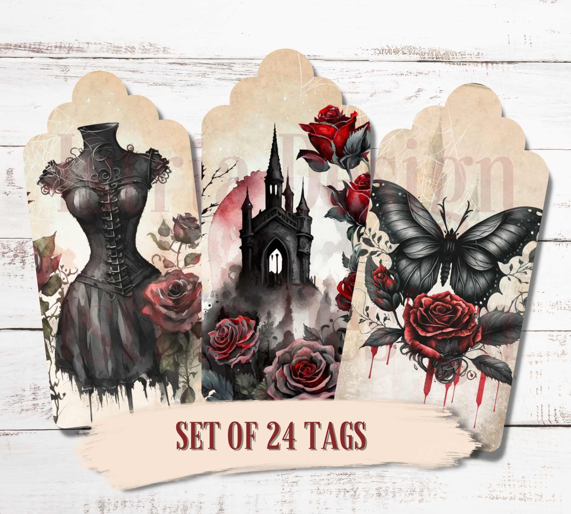 Goth Party Favor Tags, Gothic Journaling Tags, Sweet 16, Bachelorette ...