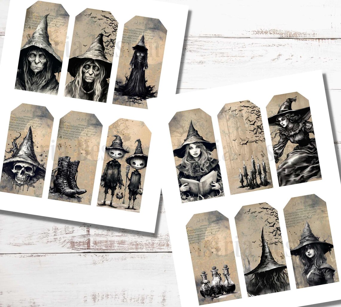 Witch Gift Tags Printable Party Favor Tags Halloween - Etsy