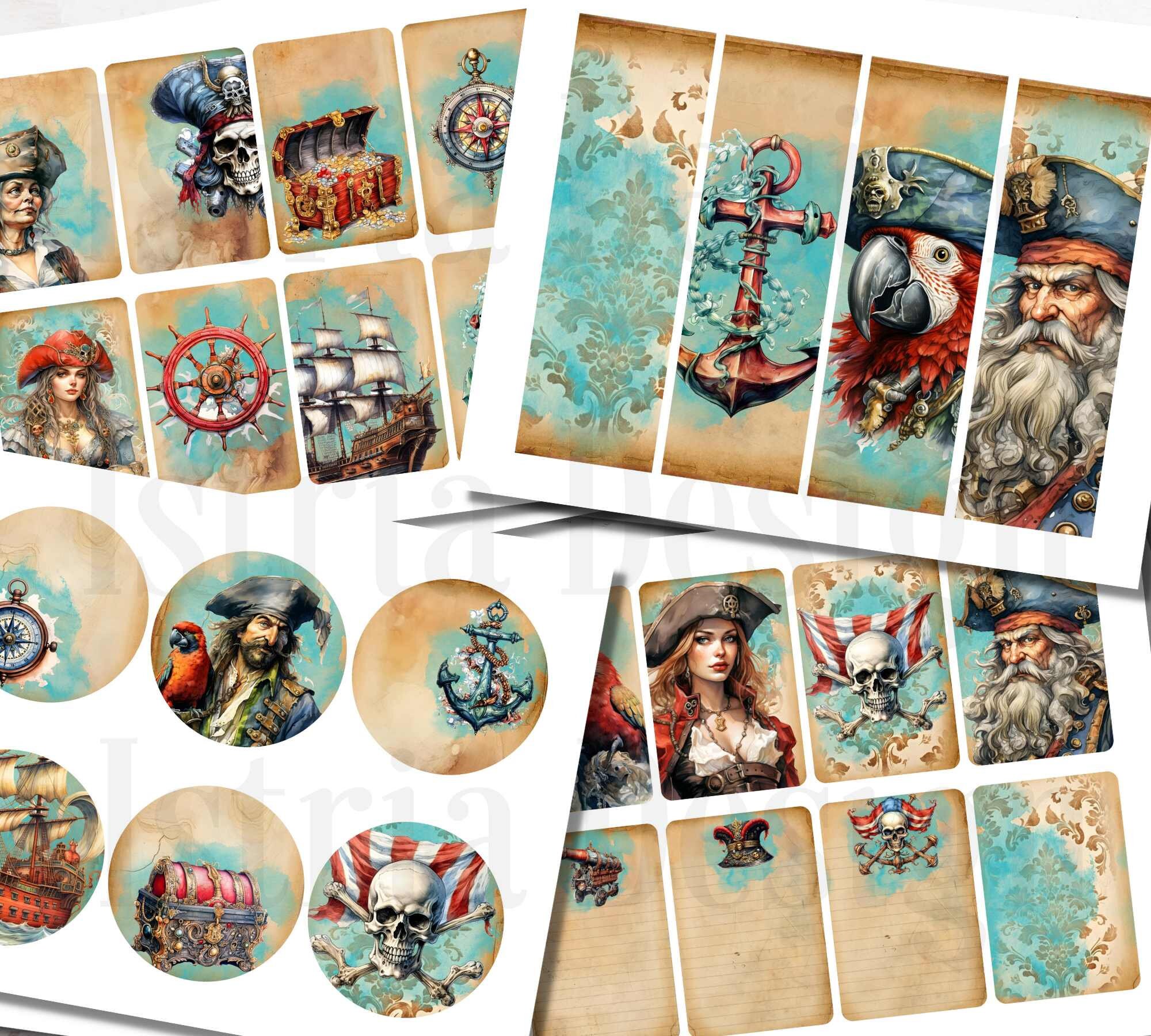 Pirates Junk Journal Kit, Retro Pirates, Printable, Vintage Ephemera ...