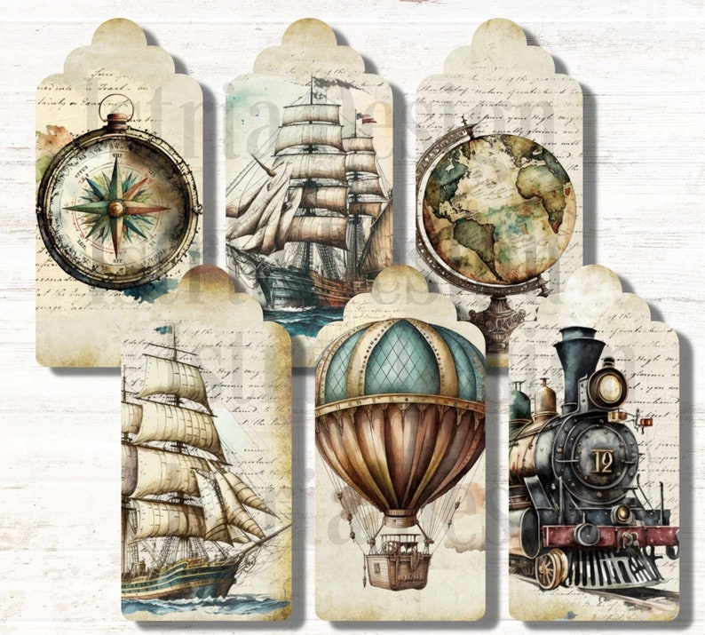 Vintage Travel Tags, Adventure Gift Tags, Printable, Vintage Ephemera ...
