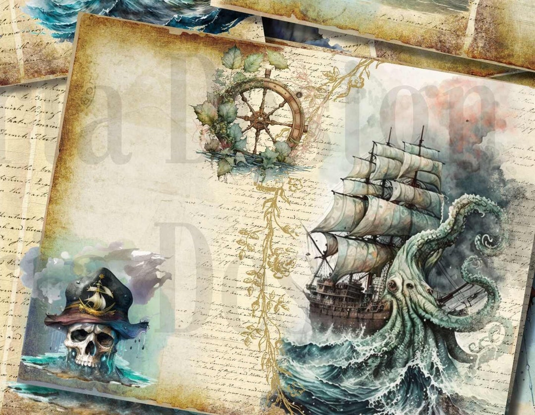 Vintage Pirates Journaling Pages, Vintage Ephemera Printable, Nautical ...