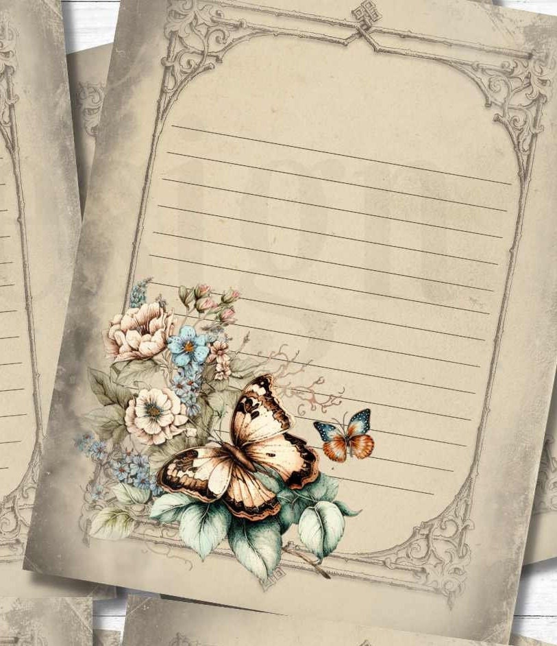 Spring Journal Printable Butterflies Paper Lined Journaling - Etsy