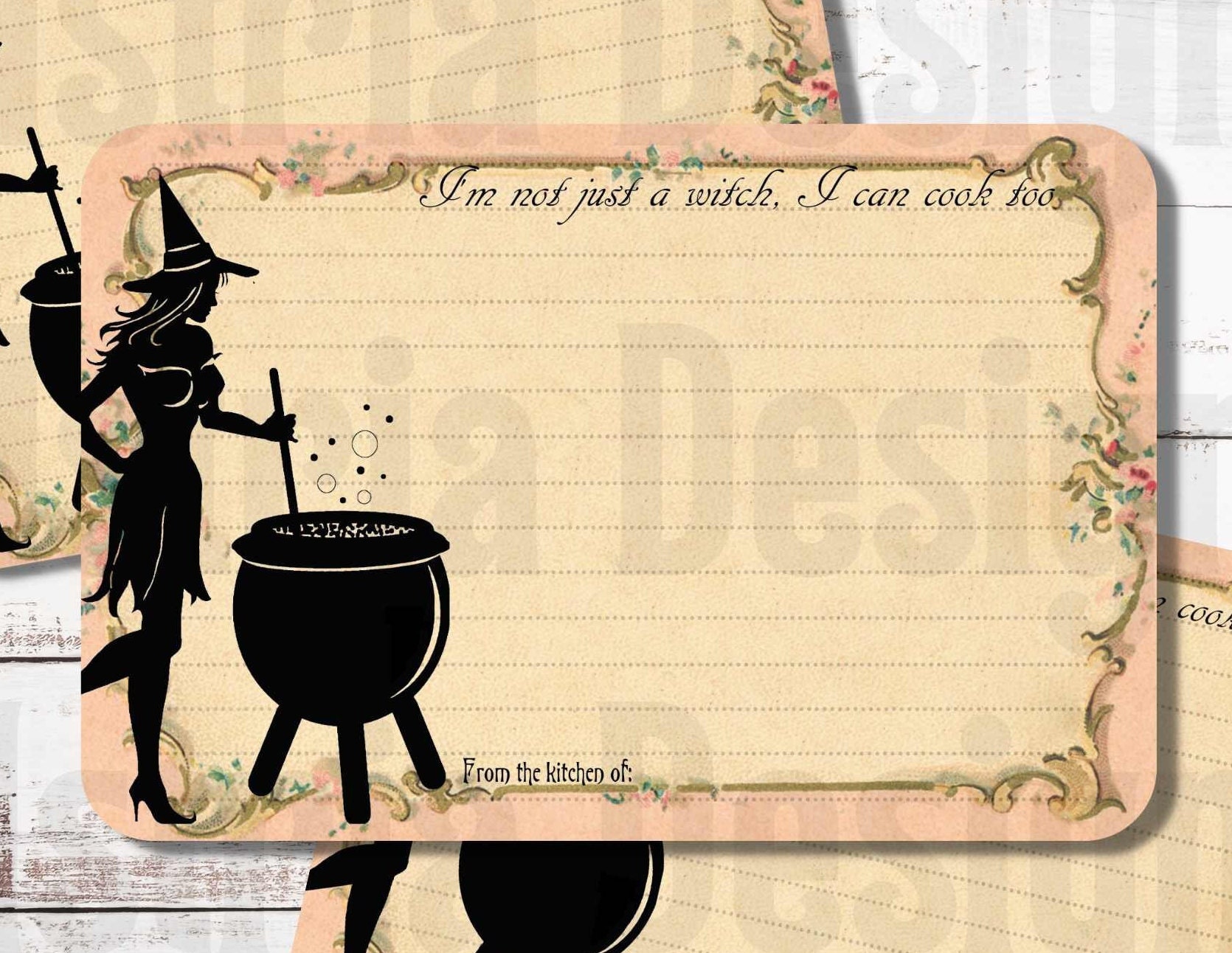 Witch Recipe Cards Printable Recipe Cards Halloween - Etsy